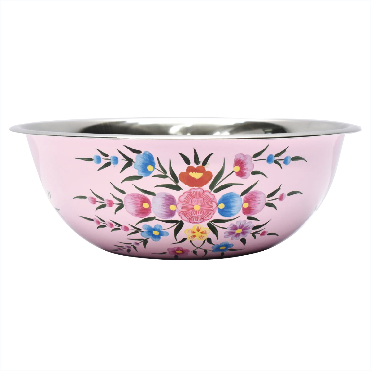 Jaipur - Hand Painted Stainless Steel Serving Bowl - Candy Pink