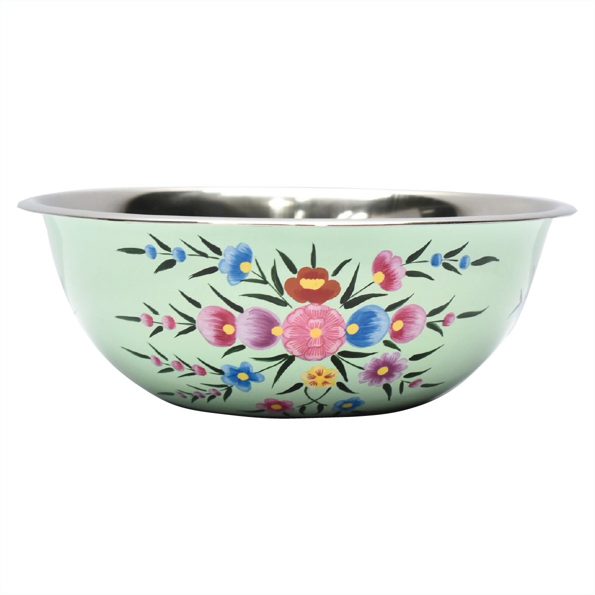 Jaipur - Hand Painted Stainless Steel Serving Bowl - Mint Green
